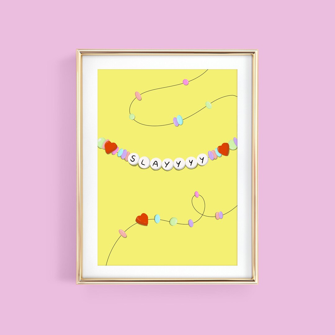 Slay Friendship Bracelet Art Print Dopamine Decor Poster for Bedroom ...