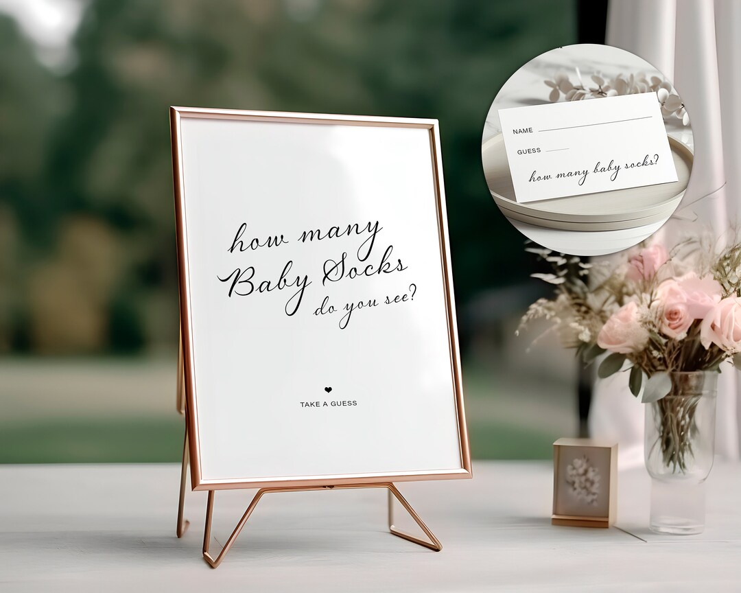 Printable Baby Shower Game How Many Baby Socks Do You See Table Sign ...