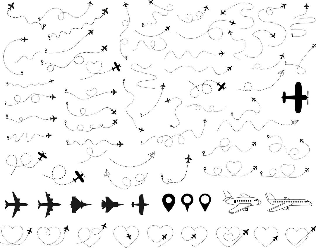 Airplane Path Bundle: SVG PNG Files for Cutting Machines - Etsy