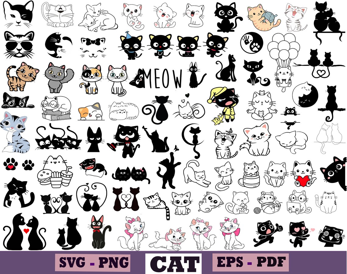 Cat Cut Files ,cat Design,cat Head SVG , Cat Face SVG, Cute Cat Svg ...