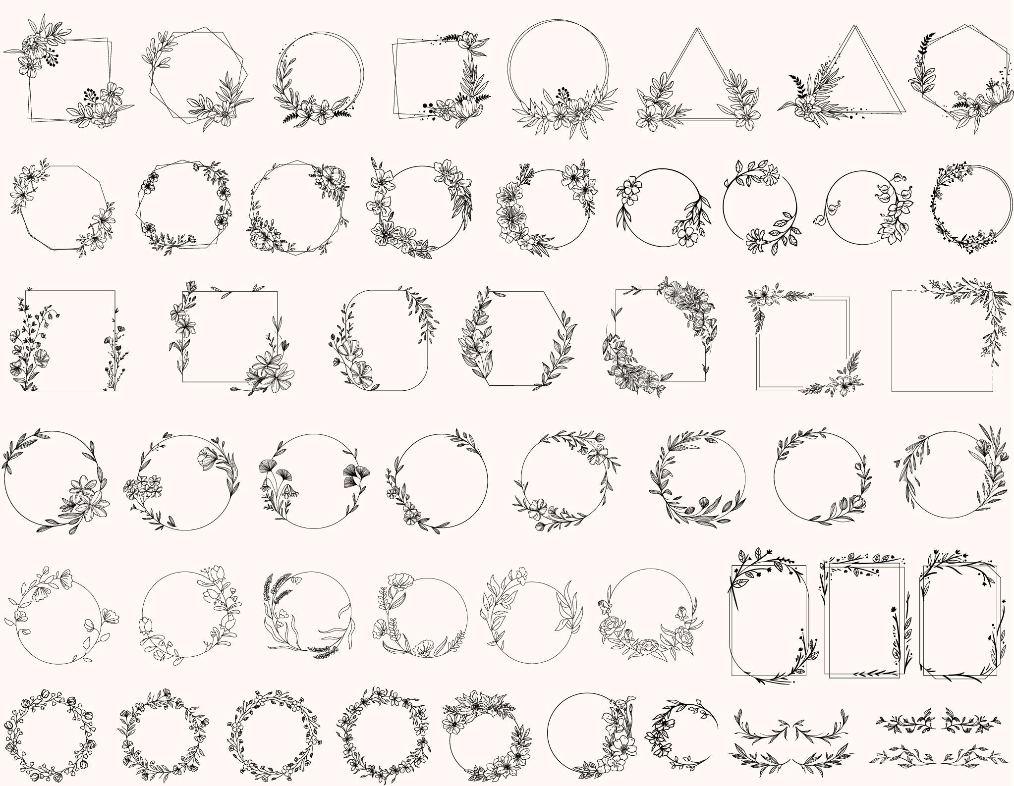 Floral Wreath SVG Bundle: Wedding Laurel, Flower Designs (SVG, PNG) - Etsy
