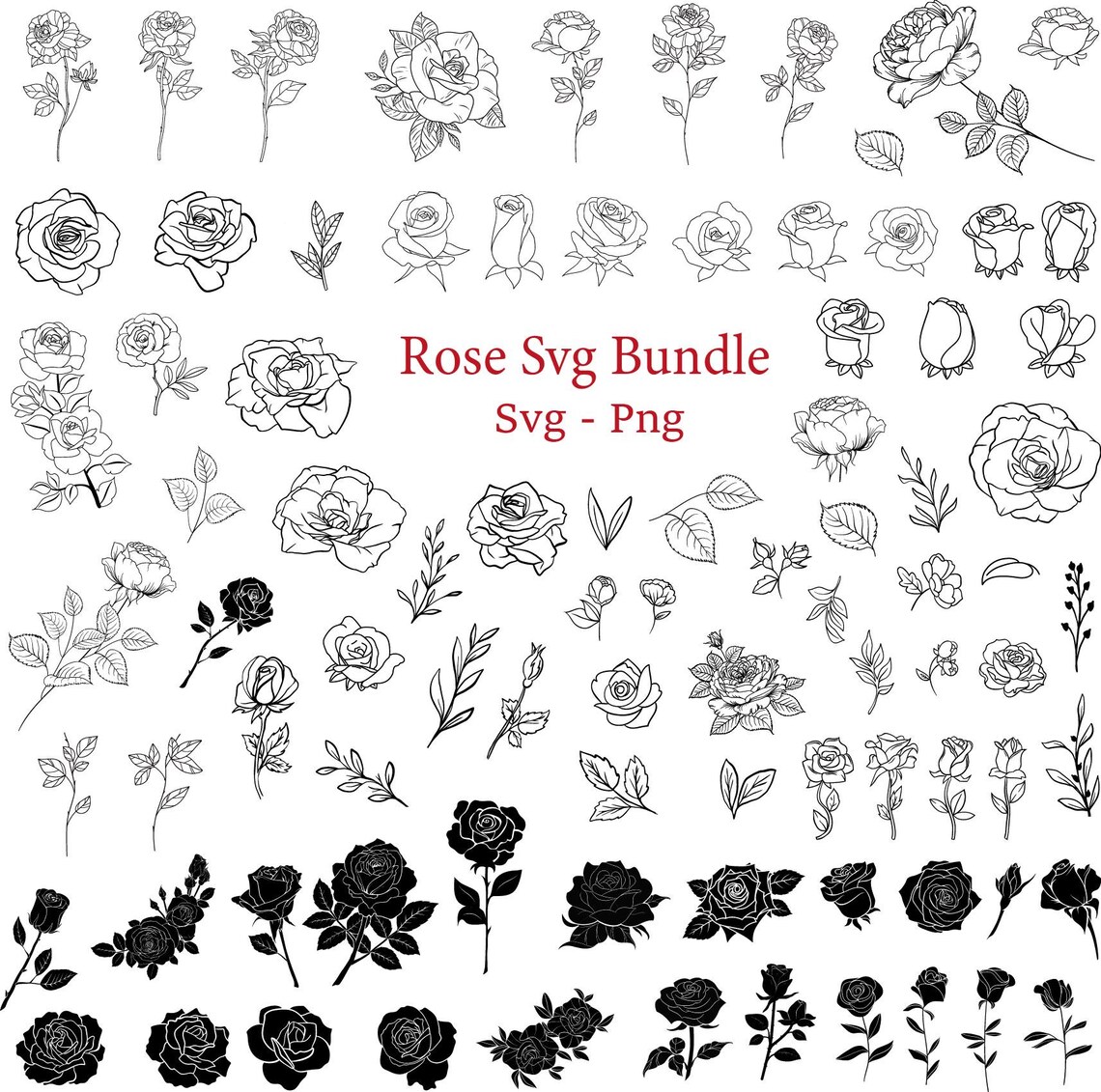 Rose Svg , Flower Svg , Floral Svg , Rose Clipart , Svg Files for ...