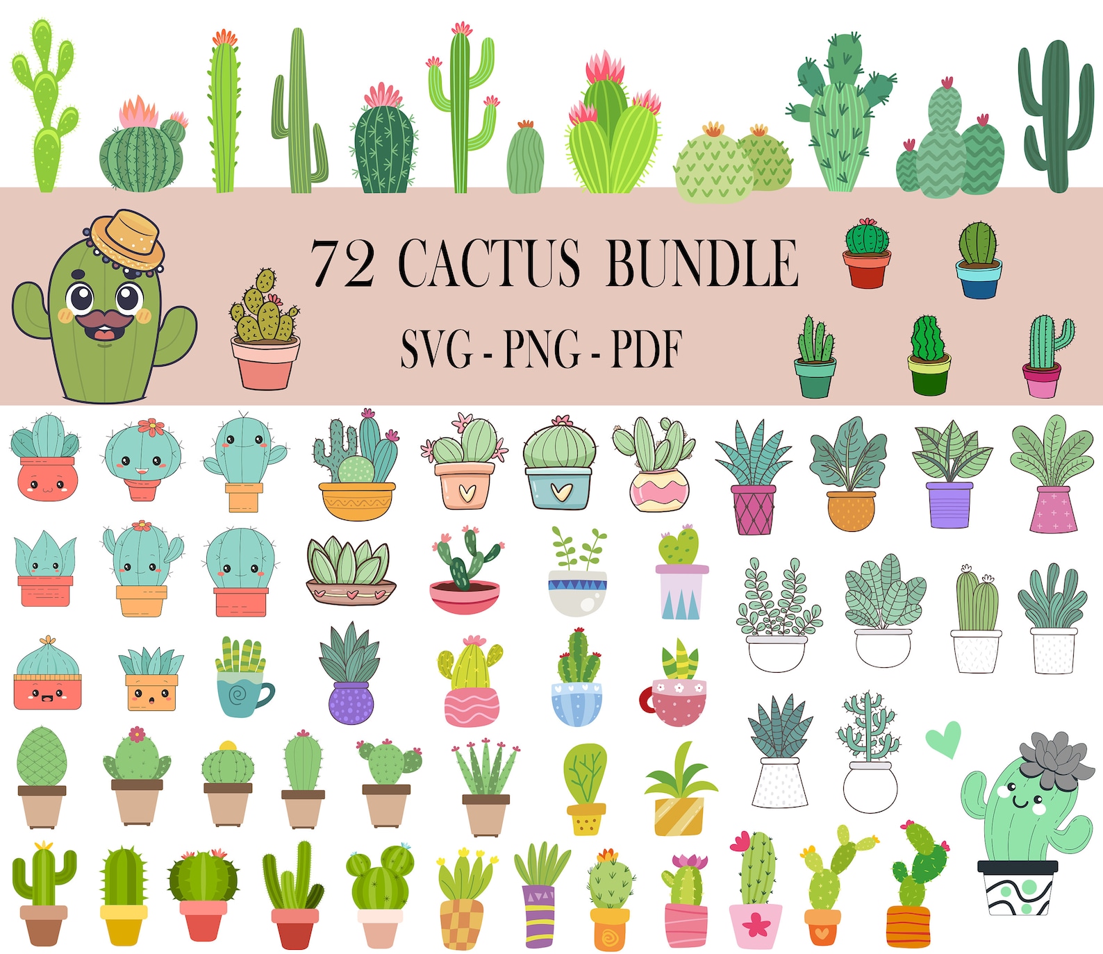 Cactus Svg,cactus Svg Files for Cricut,cactus Svg Bundle, Cactus Flower ...