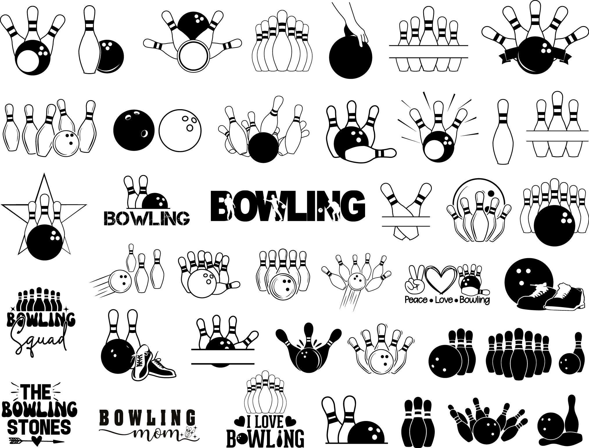 Bowling Team SVG Bundle: Monogram Frame, Ball & Pins (SVG/PNG) - Etsy