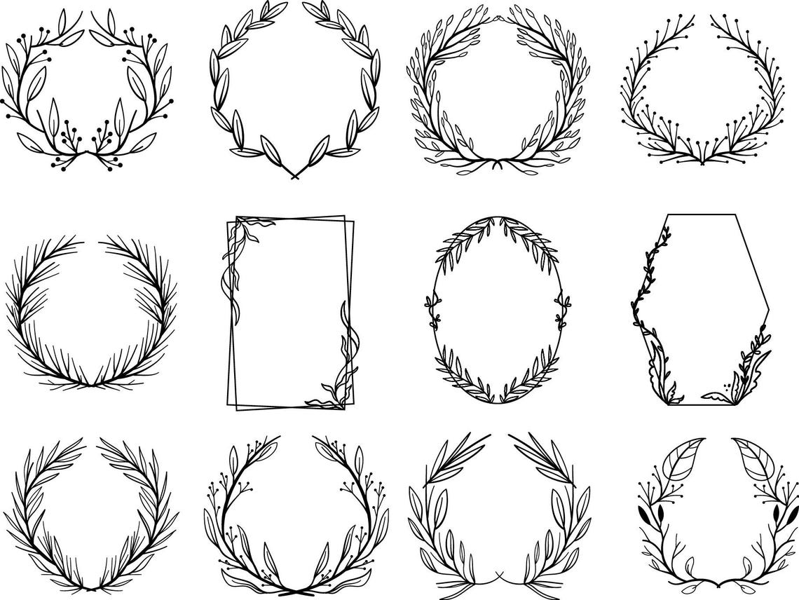 Floral Wreath SVG Bundle: Wedding Laurel, Flower Designs (SVG, PNG) - Etsy