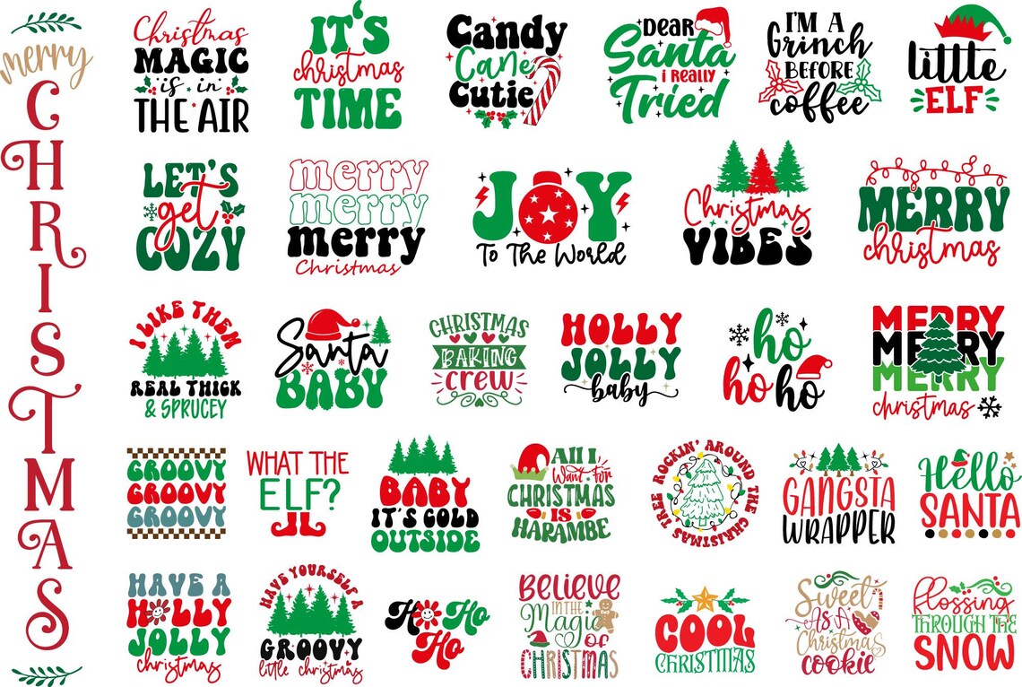 Christmas SVG Bundle: Holiday Cut Files (PNG) - Etsy