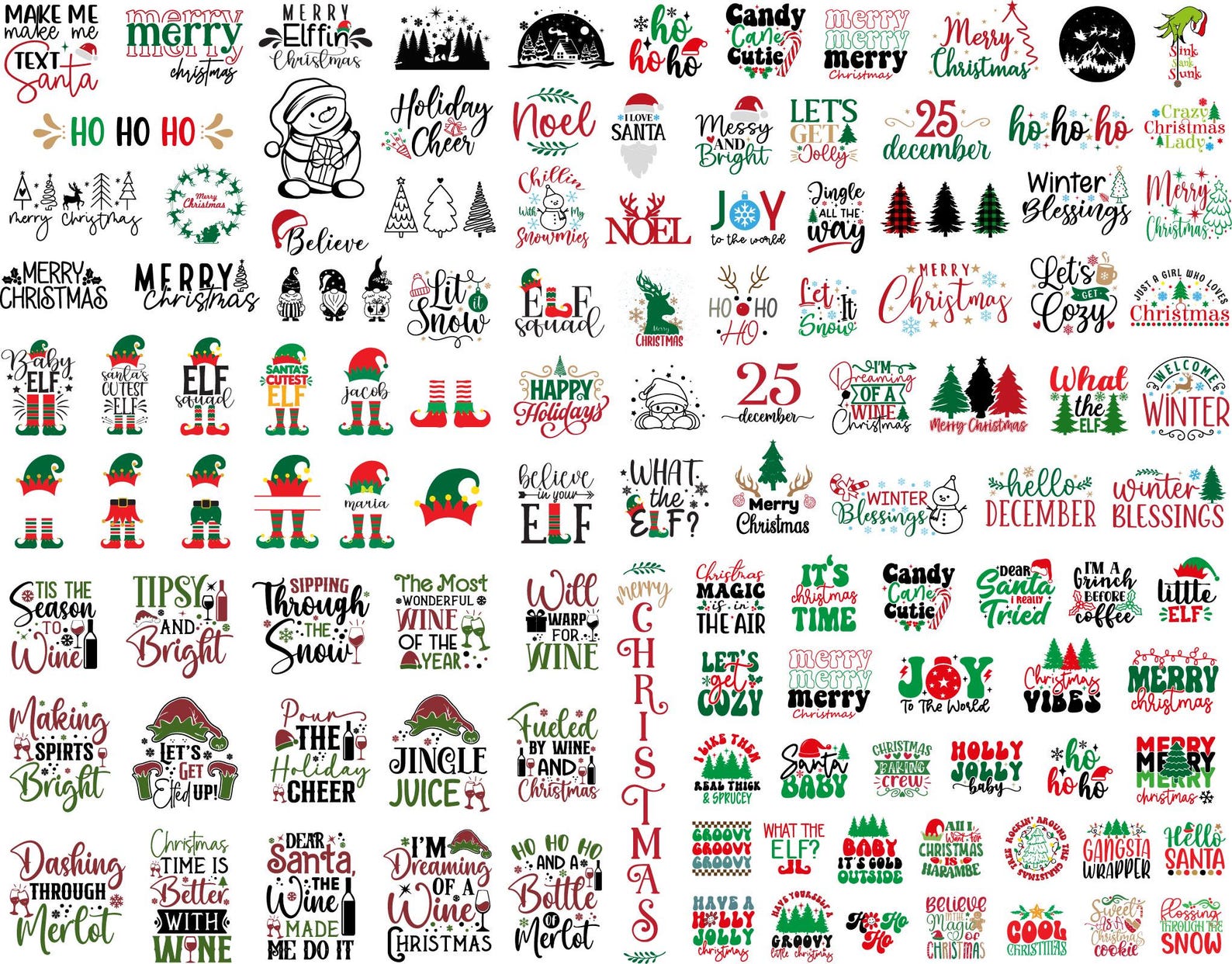 Christmas SVG Bundle: Holiday Cut Files (PNG) - Etsy