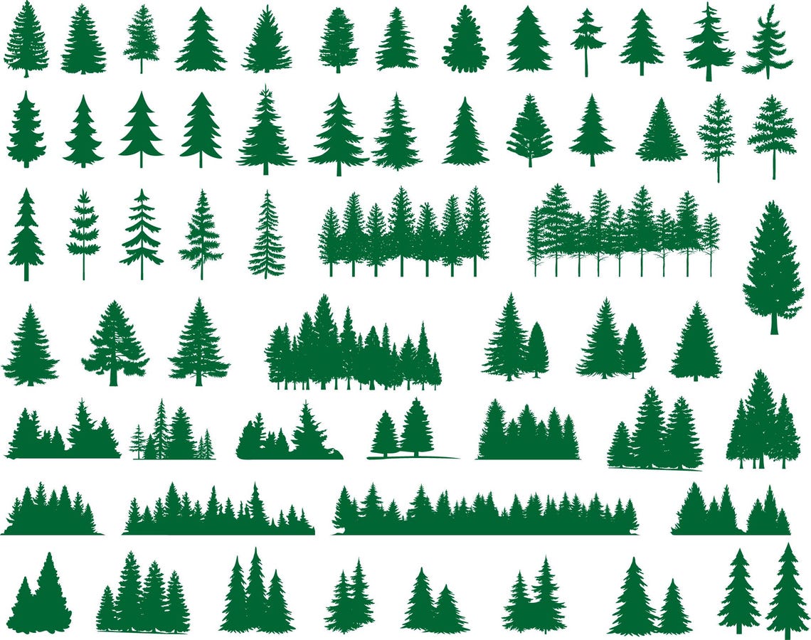 Mountain Forest Tree SVG Bundle: Landscape Silhouette (instant Download ...