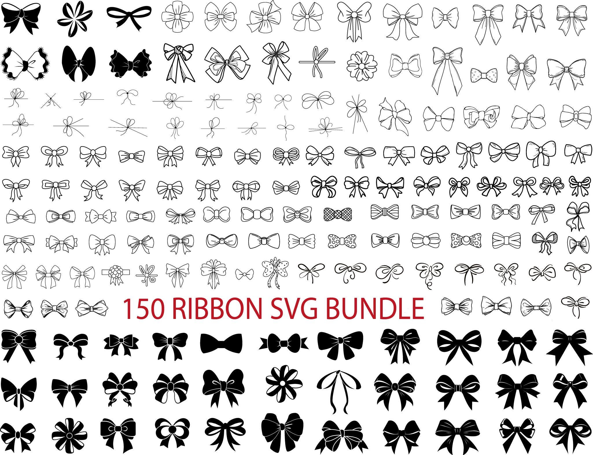 Ribbon Bow SVG Bundle: Hand-drawn Bow Clipart (digital Download) - Etsy