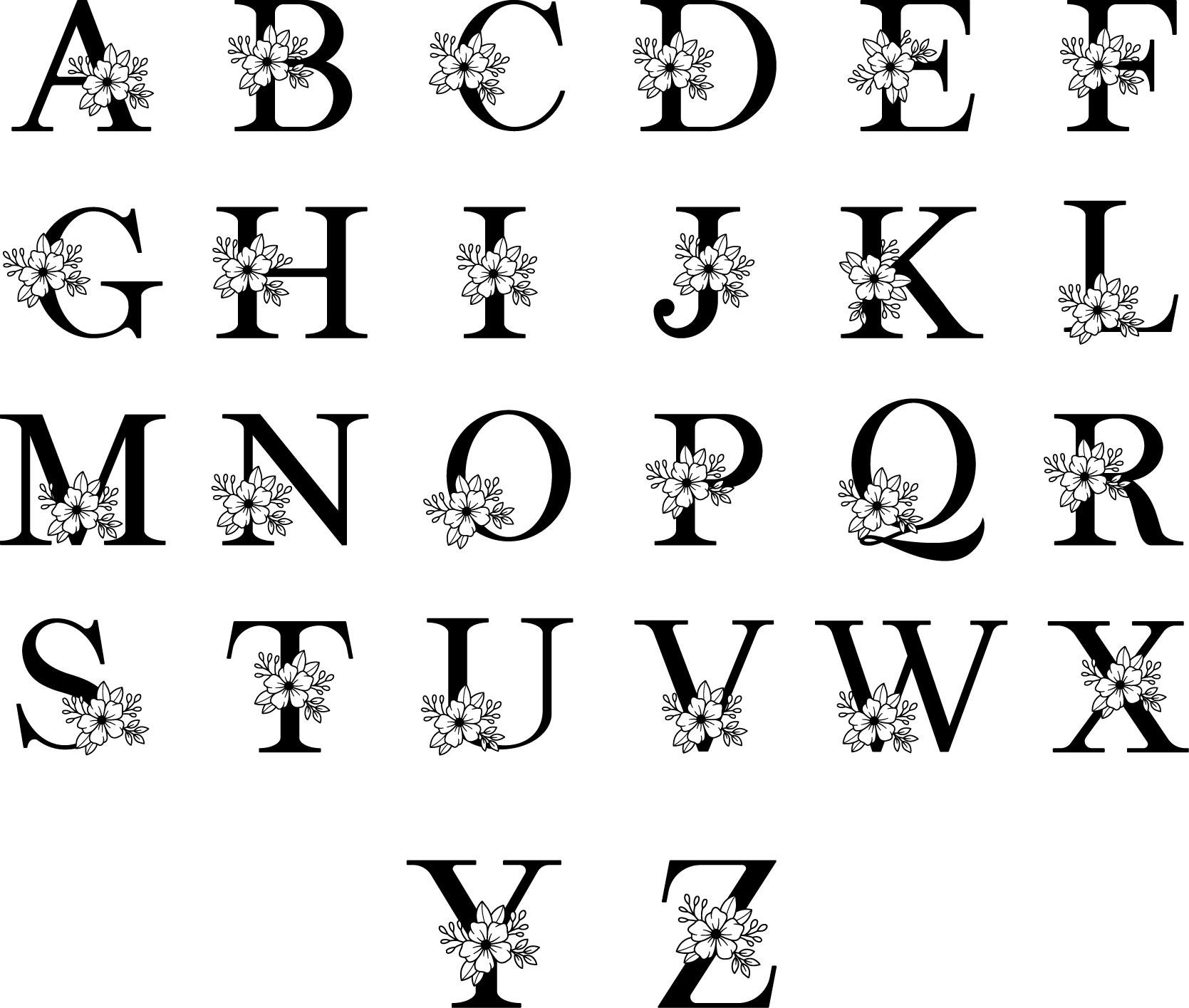 Floral Alphabet SVG: Flower Monogram Letters A-Z (PNG) - Etsy