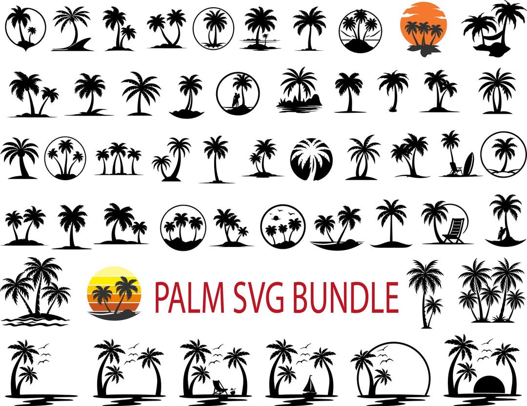 Beach Scene SVG Bundle, Summer Svg , Palm Tree Svg ,instant Digital ...