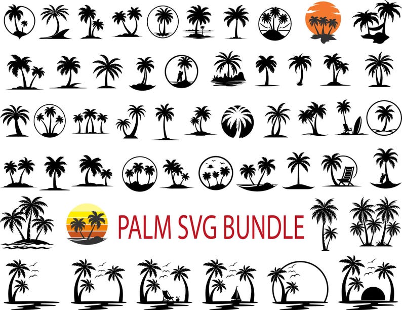 Beach Scene SVG Bundle, Summer Svg , Palm Tree Svg ,instant Digital ...