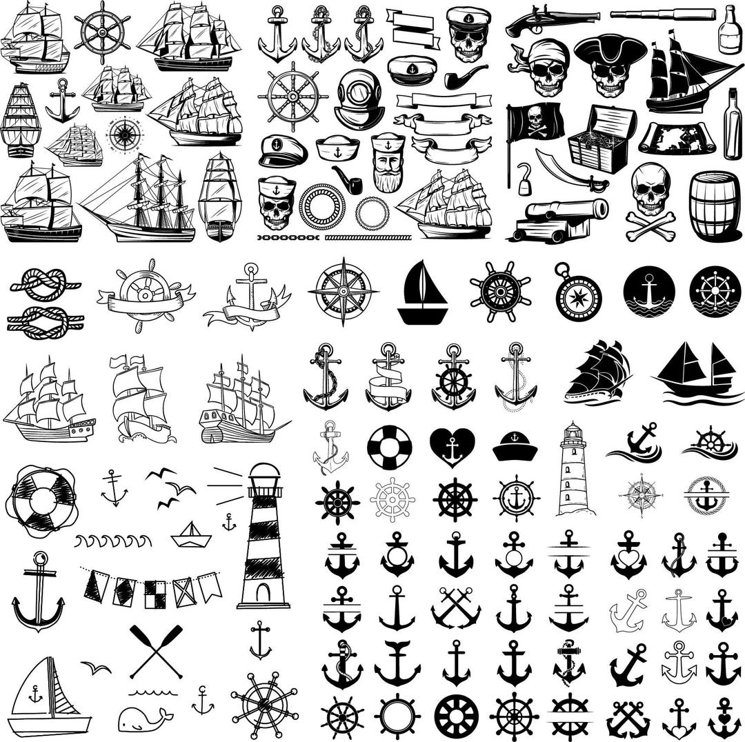 130 Nautical SVG PNG Clipart Bundle: Anchor, Sailing, Cricut Cut Files ...