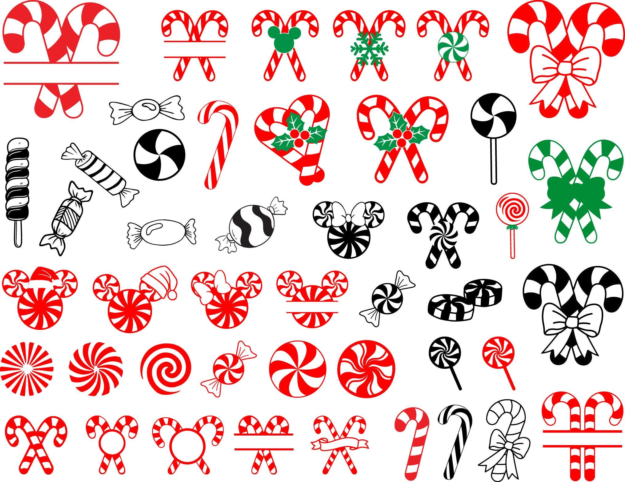 Candy Cane & Christmas Sweets Clipart (SVG, PNG) - Etsy