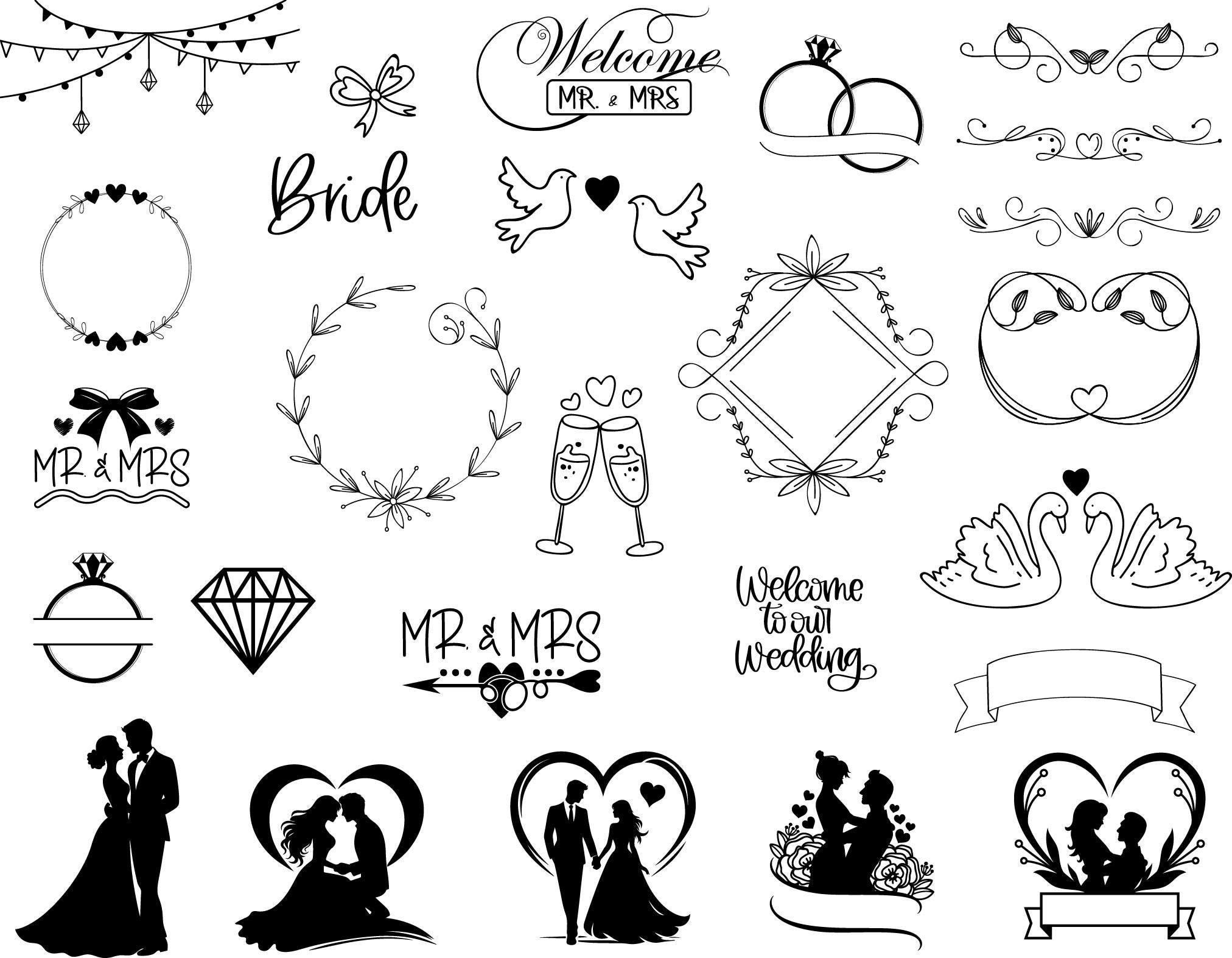 Wedding Mega SVG Bundle, Bride Svg, Groom Svg, Bridal Party Svg ...