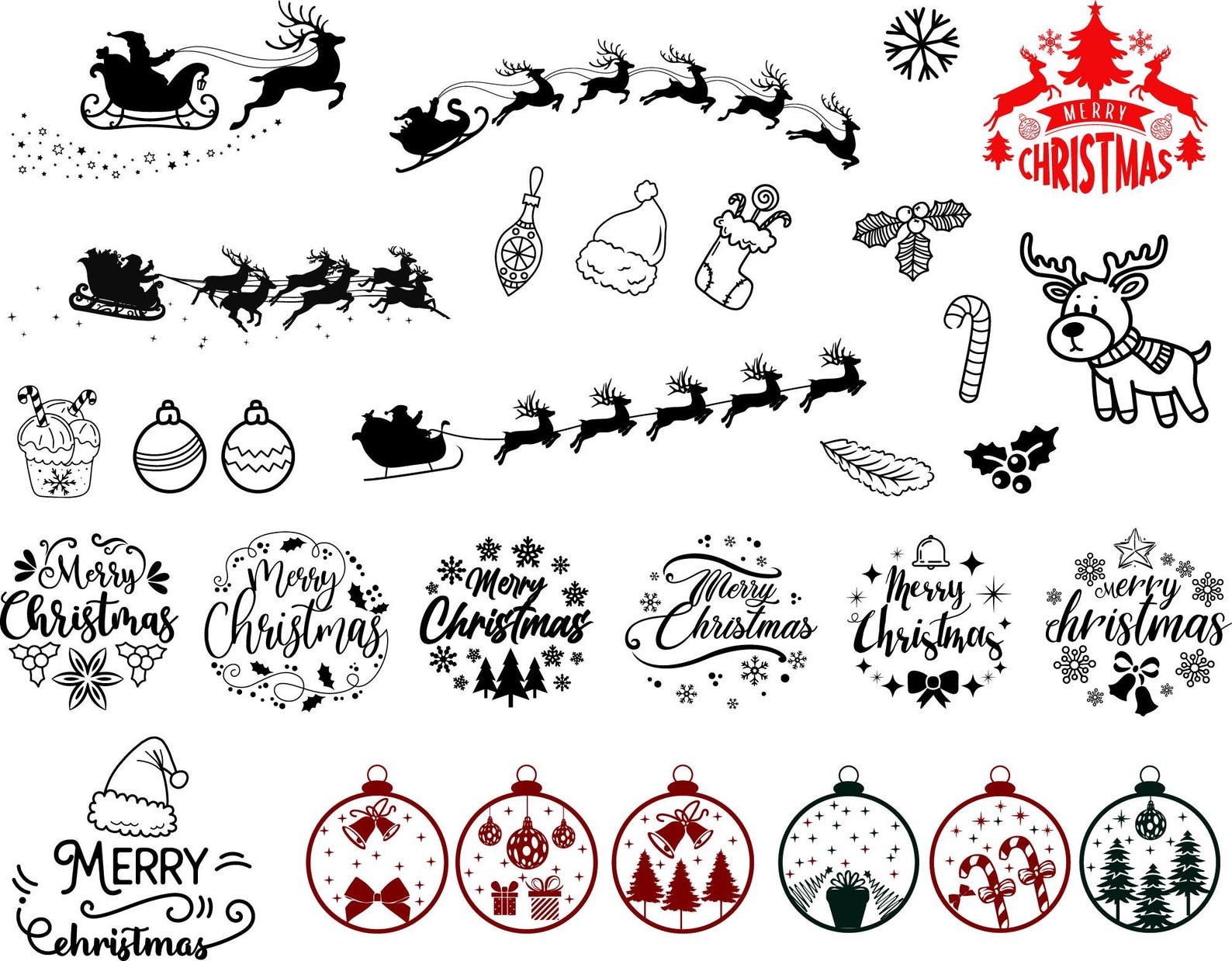 150 CHRISTMAS SVG BUNDLE, Merry Christmas Svg, Christmas Clipart ...