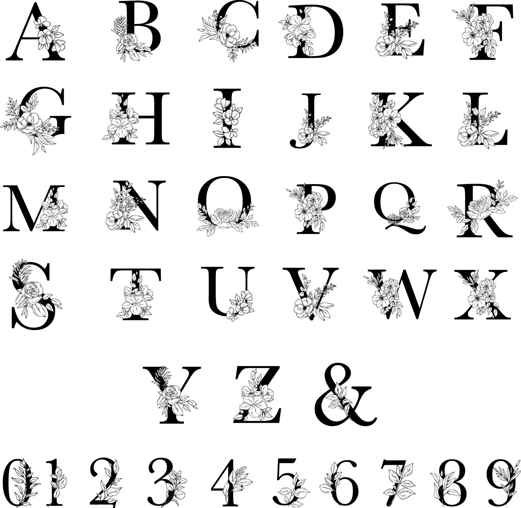 Floral Alphabet SVG: Flower Monogram Letters A-Z (PNG) - Etsy