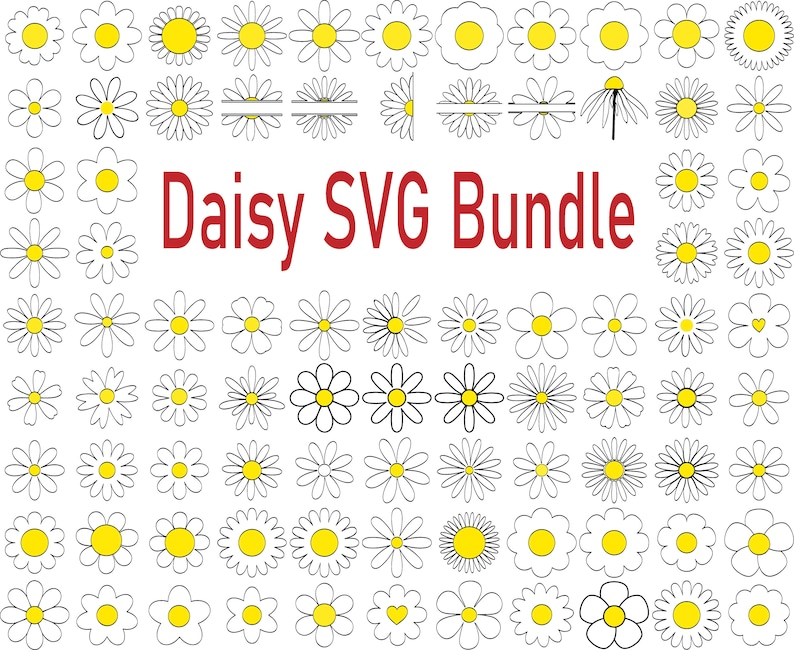 Daisy Flower SVG Clipart Bundle: Monogram Cut Files (PNG) - Etsy