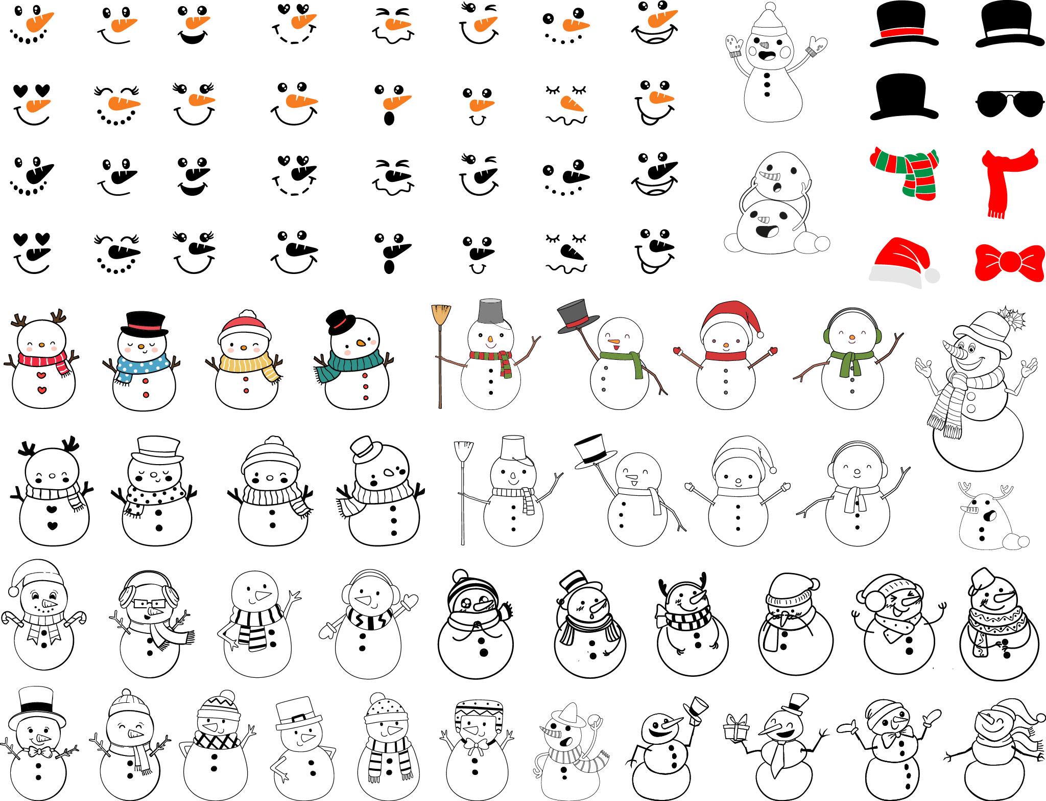 Snowman Faces SVG Big Bundle | Snowman SVG | Snowman Clipart| Christmas ...