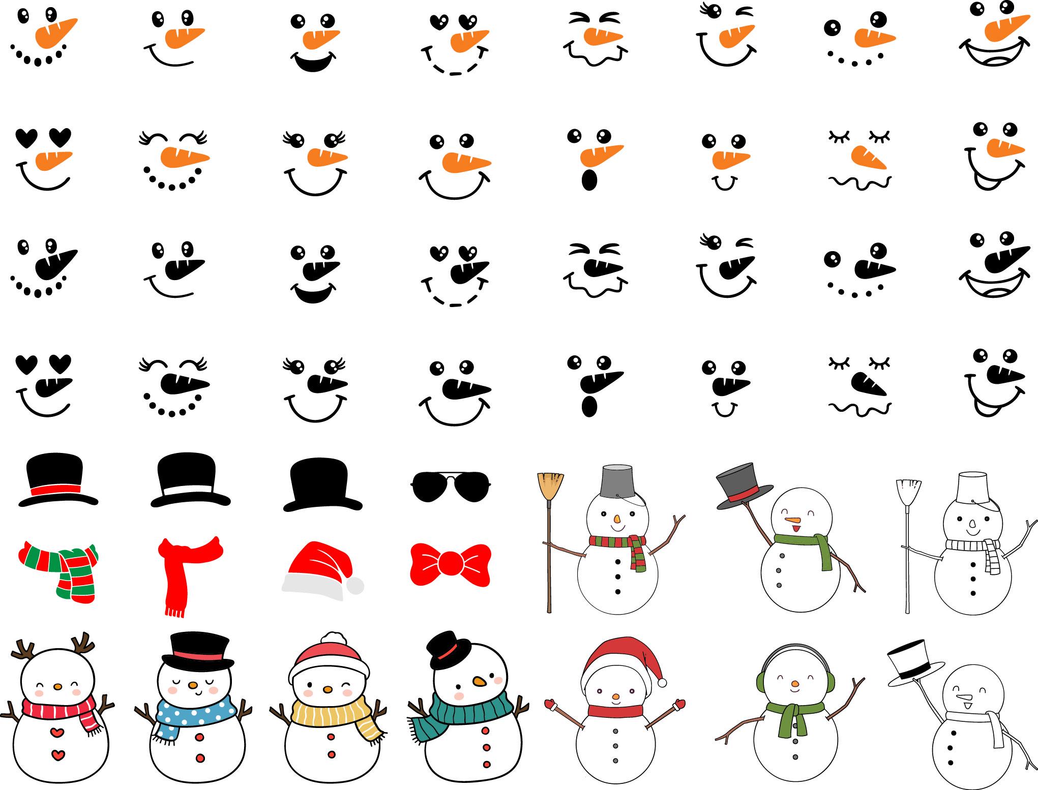 Snowman Faces SVG Big Bundle | Snowman SVG | Snowman Clipart| Christmas ...