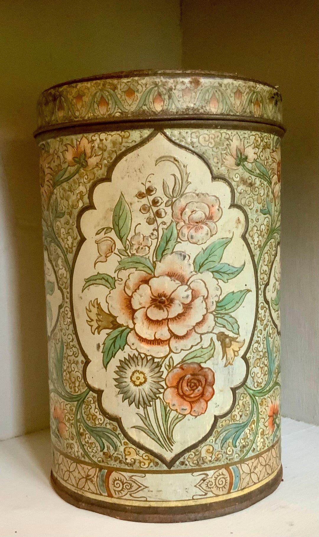 Beautiful Vintage French Floral Metal Tin - Etsy