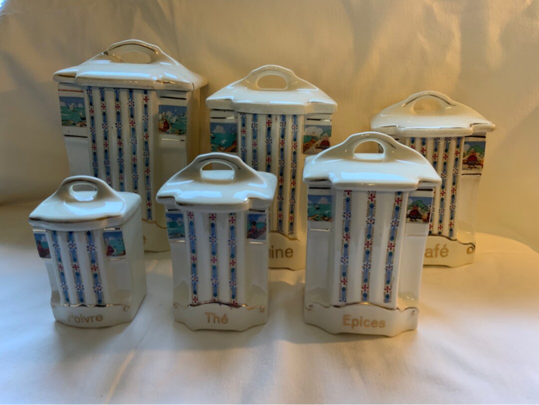 Vintage French Ceramic Kitchen Canister Set Ditimar Urbach Lucia - Etsy