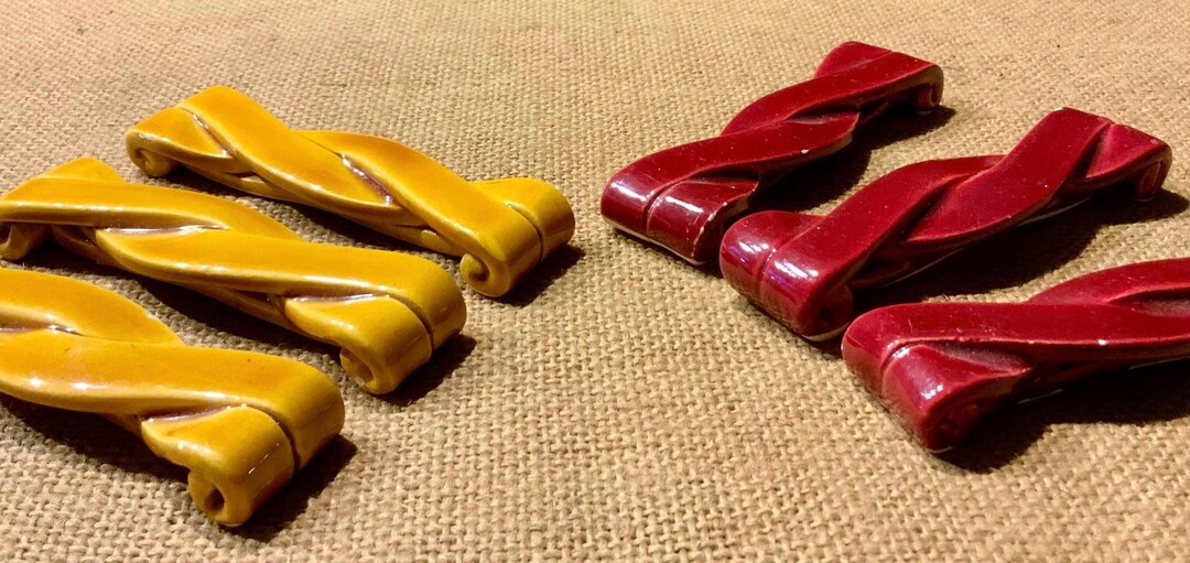 Set of 6 Oxblood and Mustard Vintage French Ceramic Knife Rests - Etsy