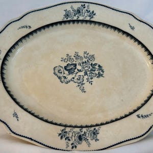 A Large Oval Vintage Blue and White Ironware Serving Platter - Etsy