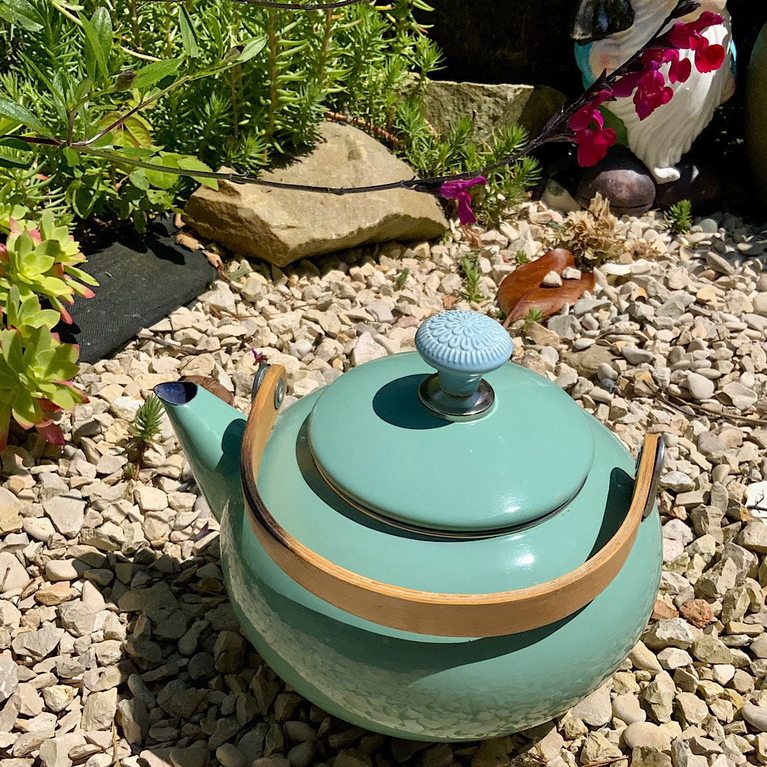 A Gorgeous Green Vintage Enamelware Tea Kettle - Etsy