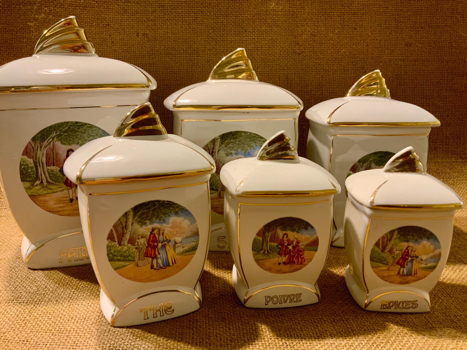 Set of 6 Vintage French Kitchen Canisters - Etsy