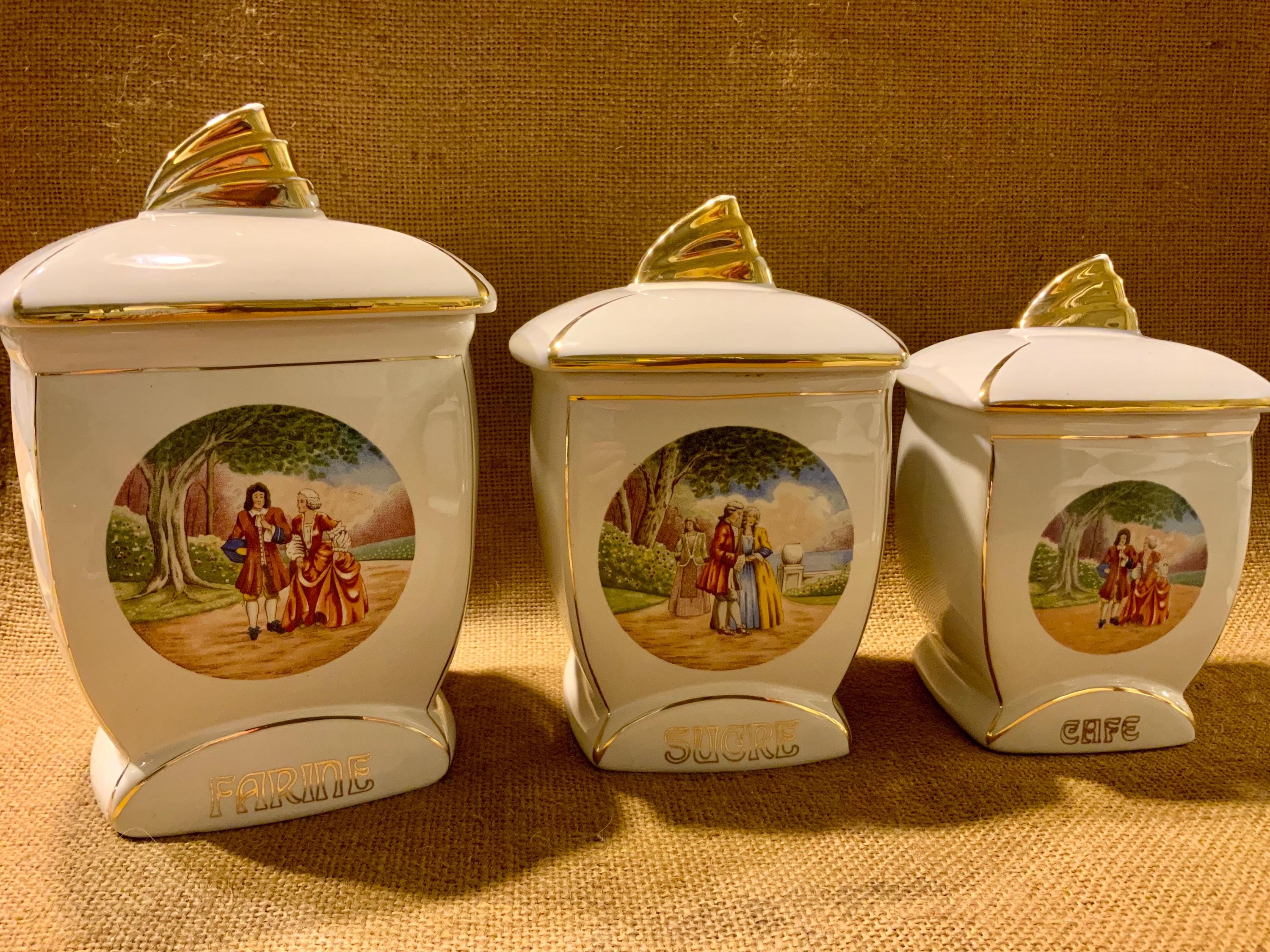 Set of 6 Vintage French Kitchen Canisters - Etsy