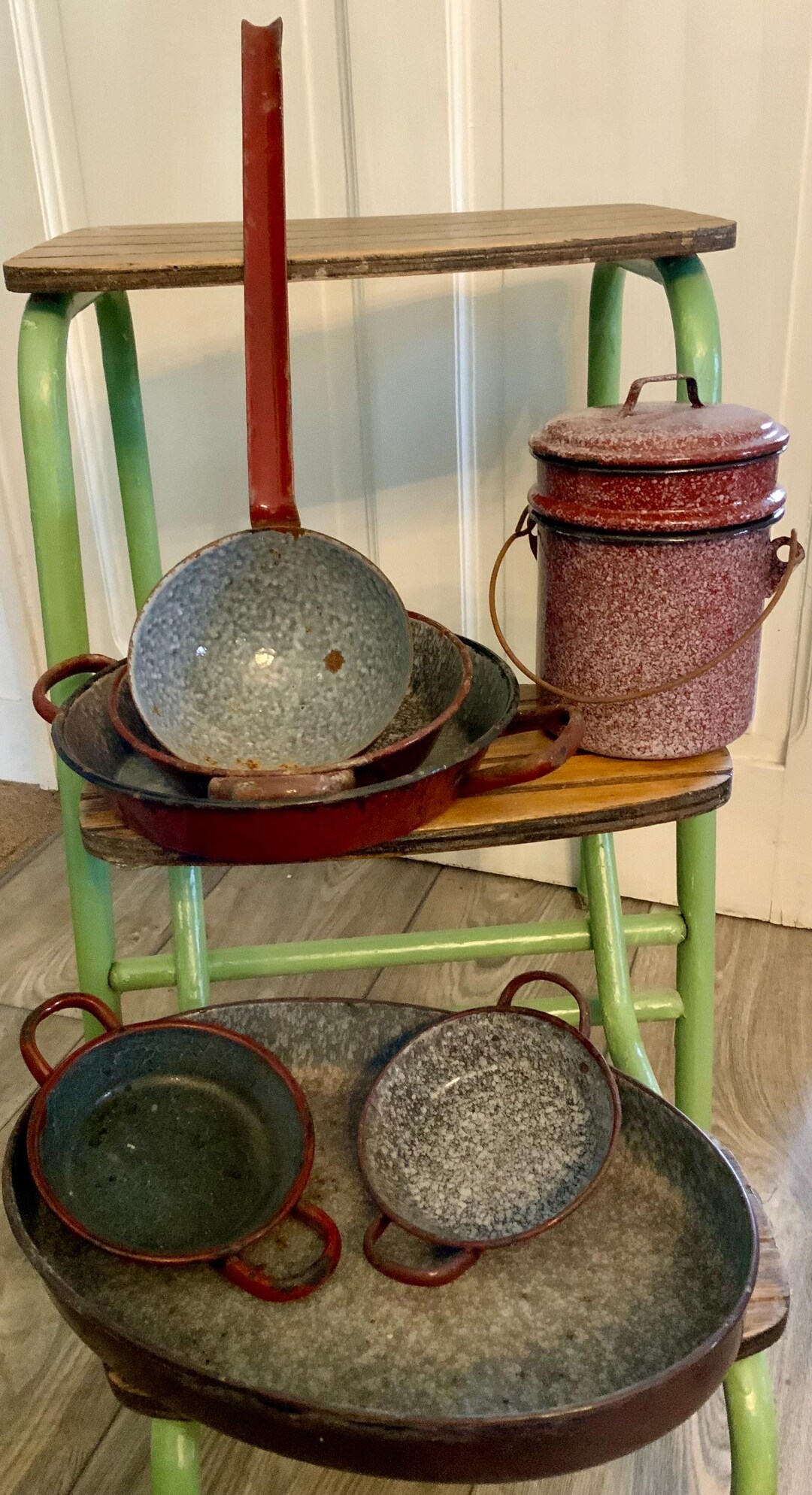 Vintage French Rustic Enamel Kitchen Utensils - Etsy