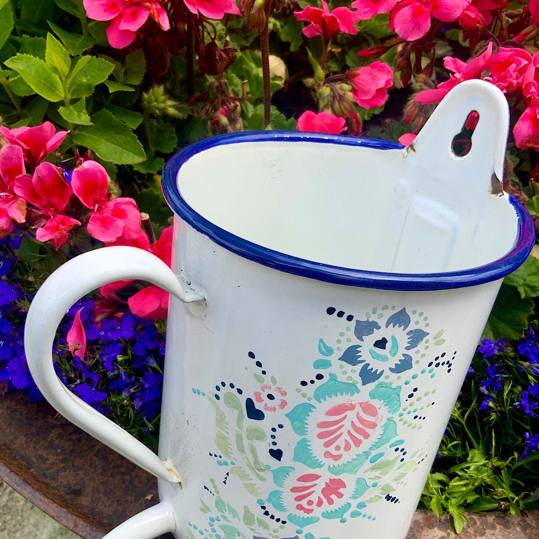 Pretty Vintage French Enamel Water Pot - Etsy