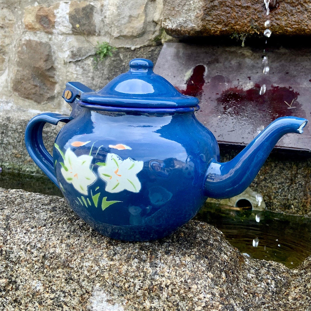 A Precious Blue Floral Vintage French Tea Pot - Etsy