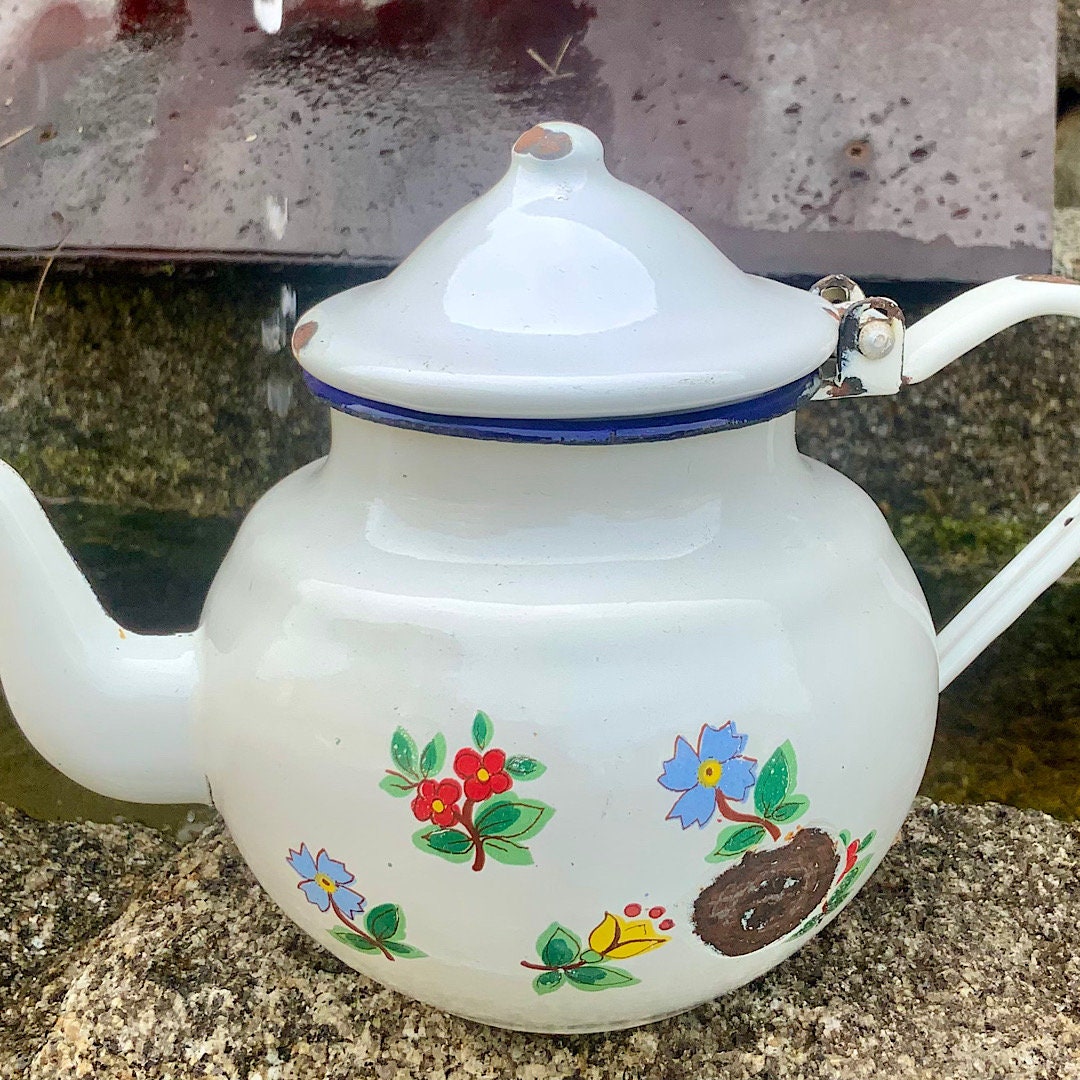 A Precious White Floral Vintage French Tea Pot - Etsy