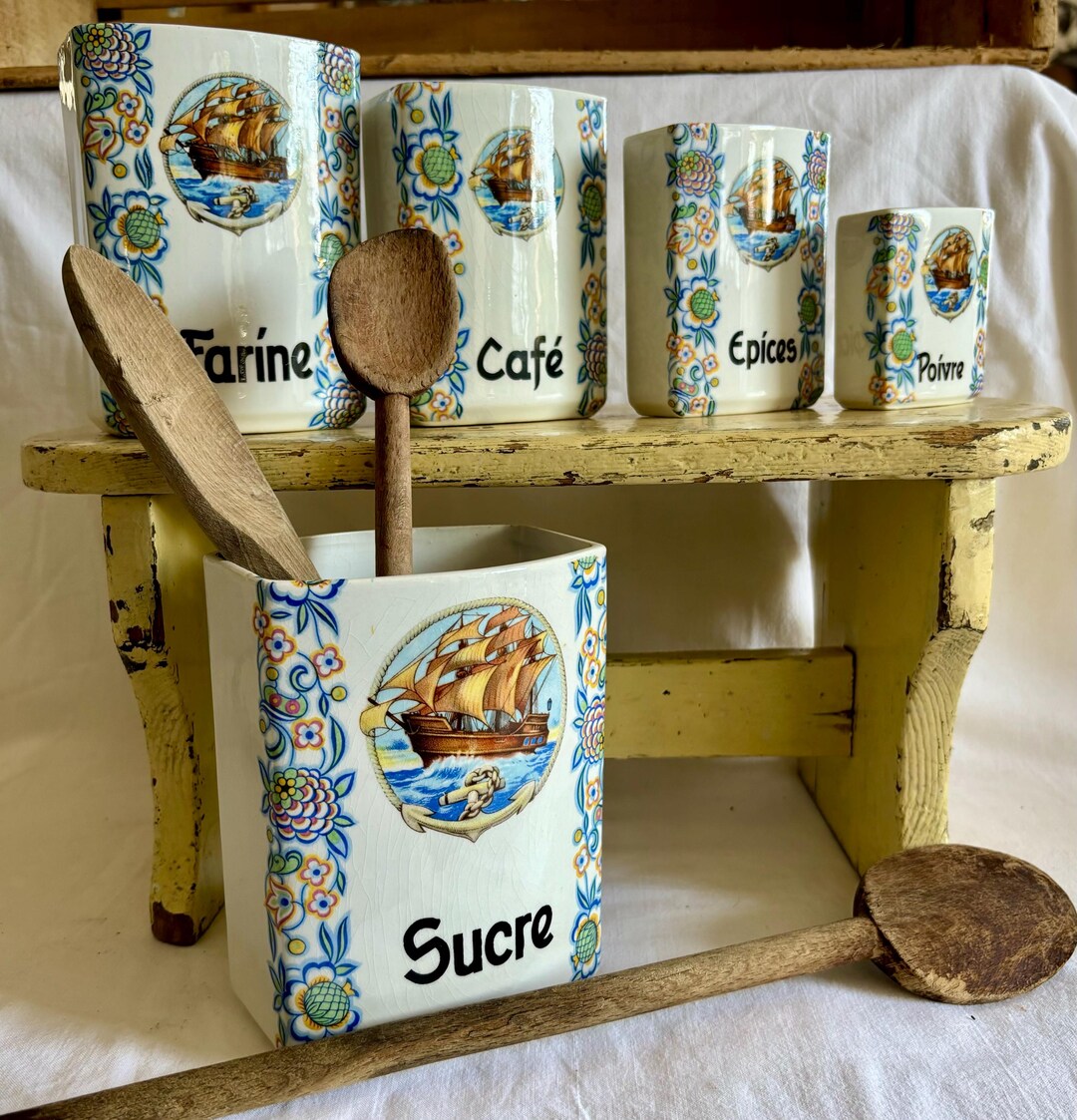 A Matching Set of Five Beautiful Floral - Nautical Vintage French ...