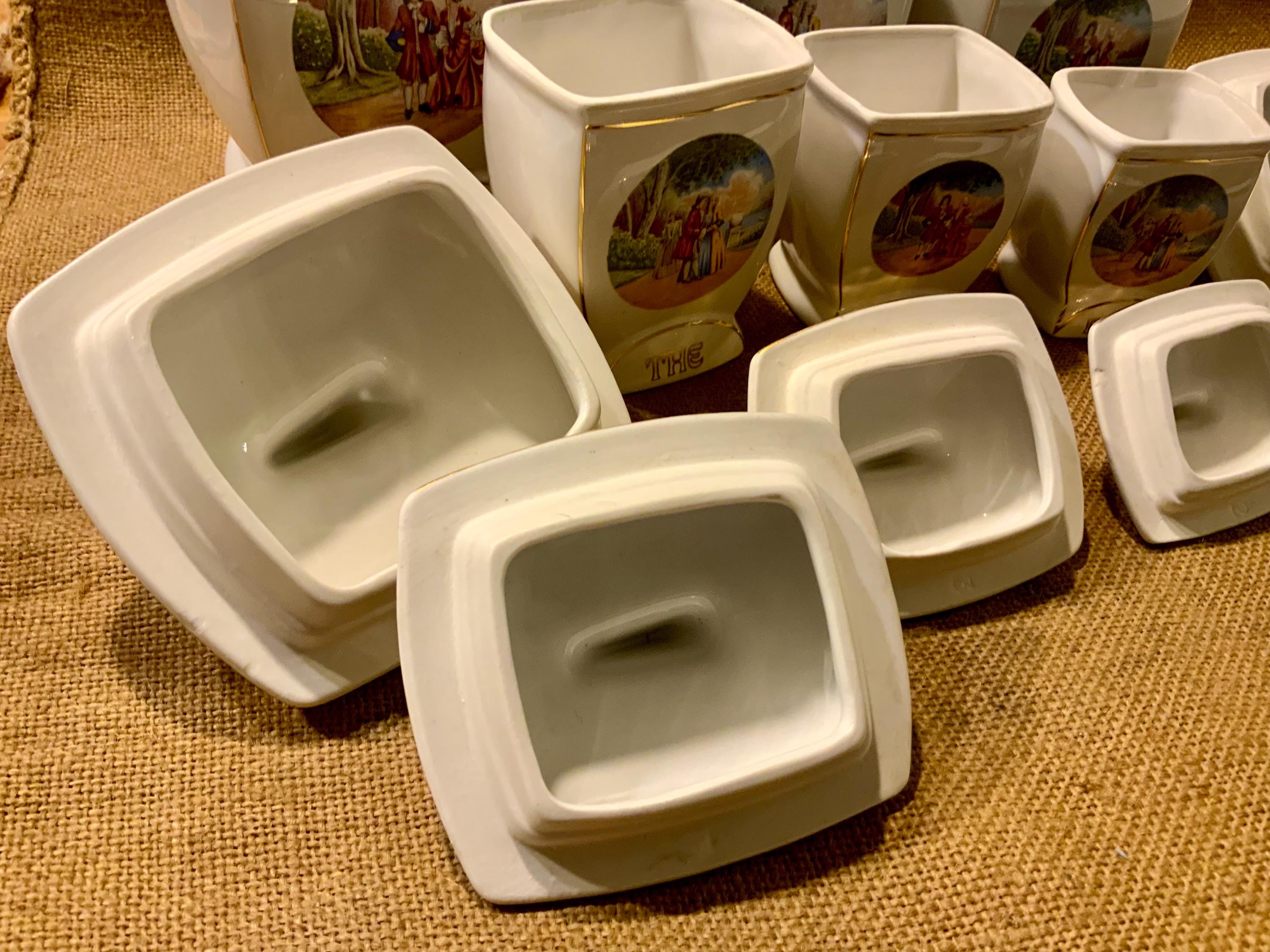 Set of 6 Vintage French Kitchen Canisters - Etsy