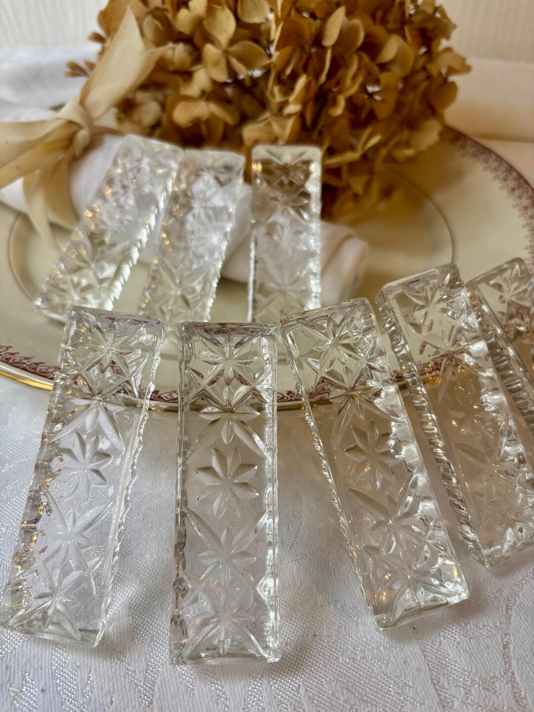 Set of Eight Vintage French Crystal Knife Oblong Rests - Etsy