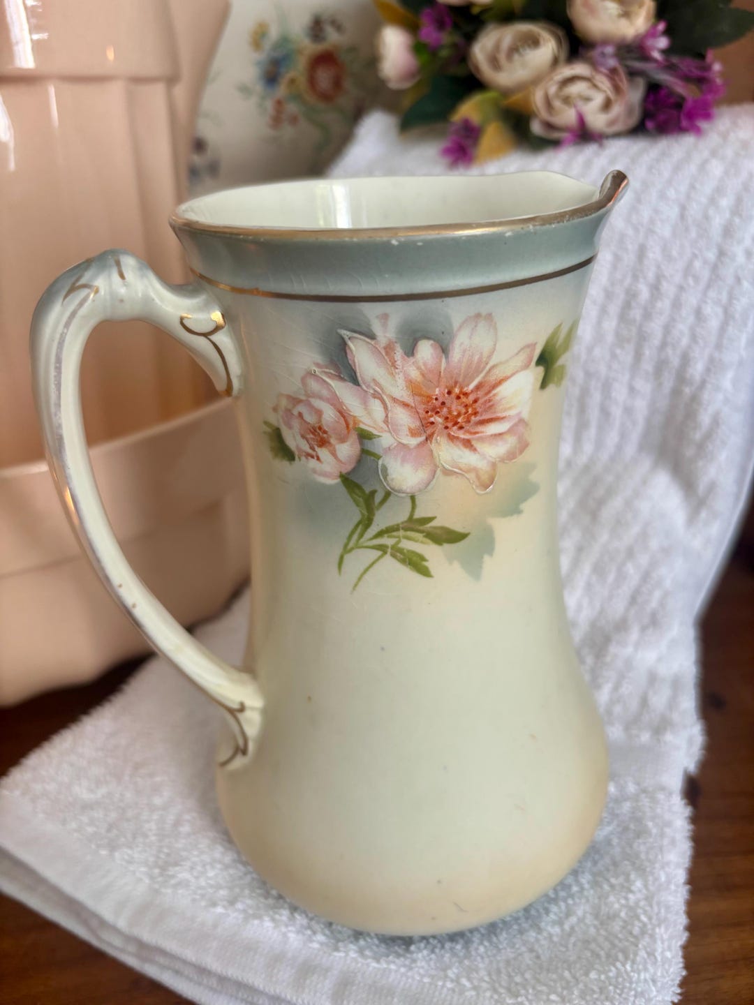 Victorian Floral Pitcher, Hand-painted Jug - Etsy