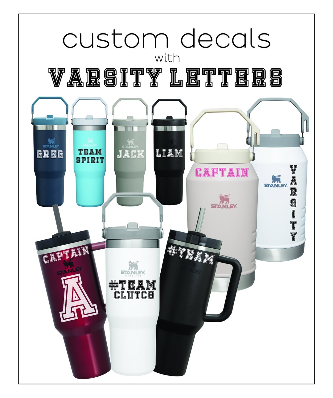 Personalized Varsity Letter Decals, Custom Vintage Varsity Letter Decal ...