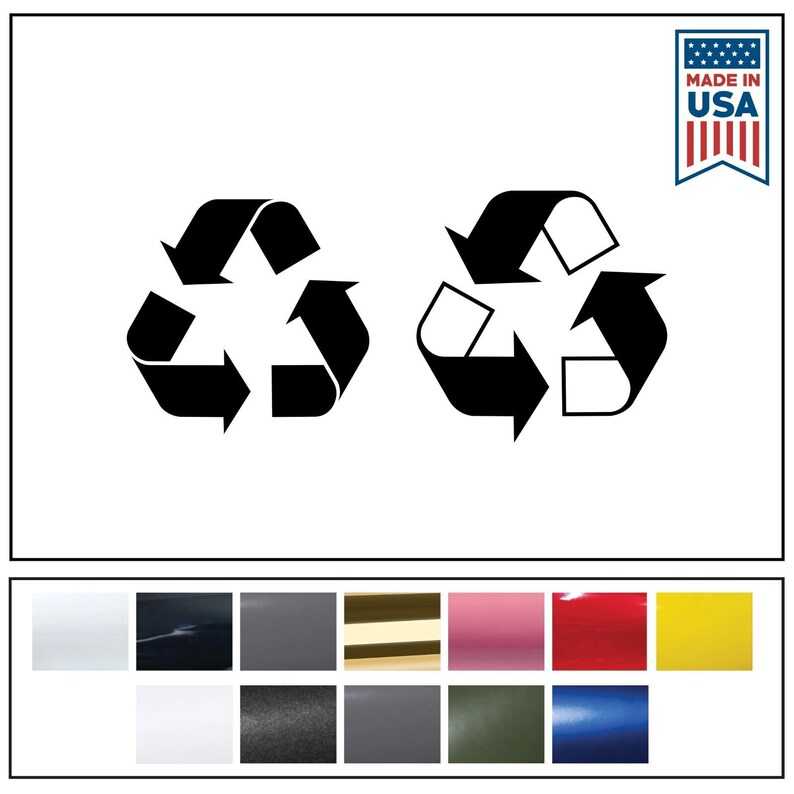 Set of 2 Recycle Vinyl Sticker Decal, Recycling Bin Vinyl Decals, Vinyl ...
