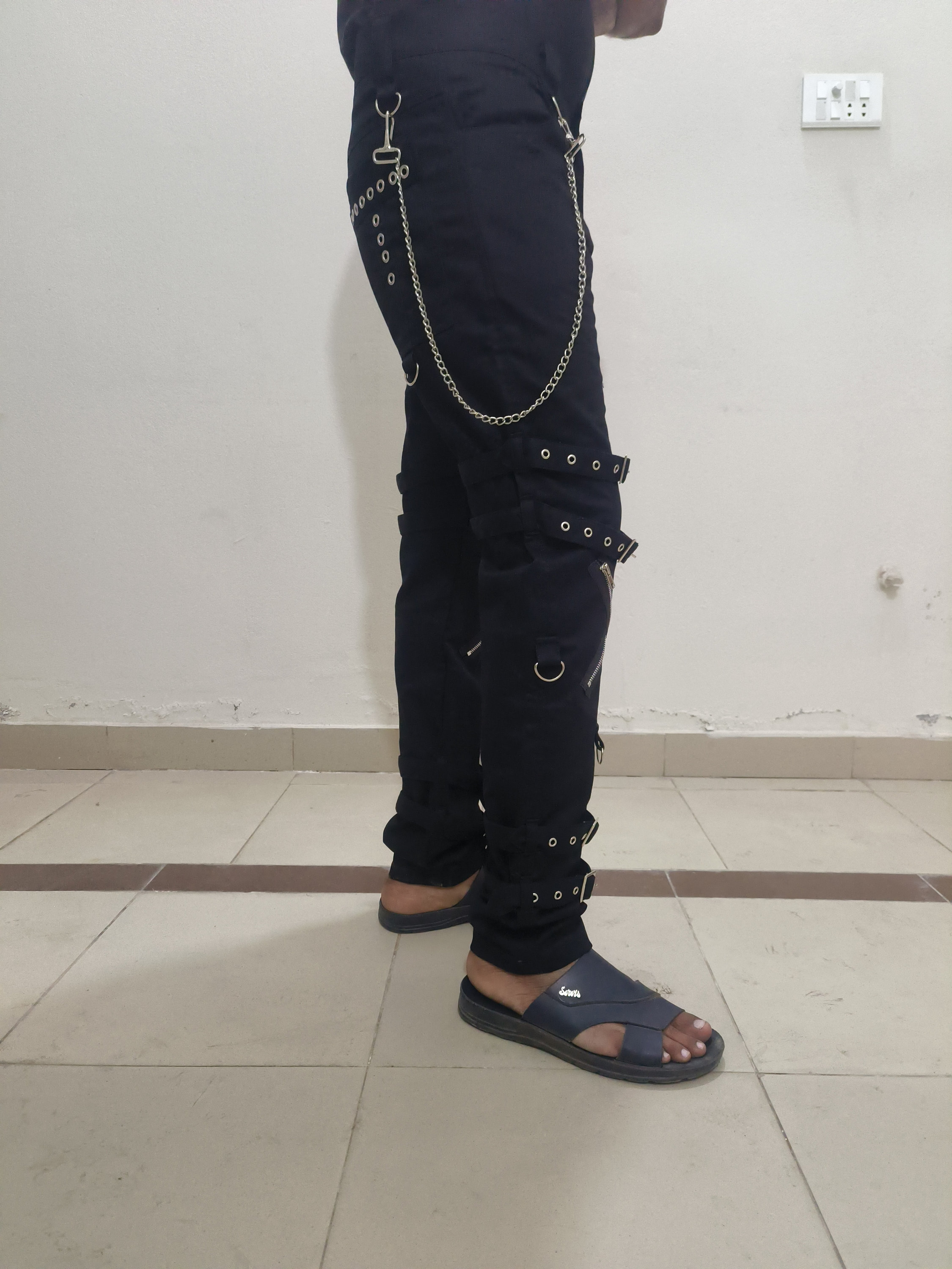 Gothic Cargo Pants With Straps, Wide Legs Loose Cargo Baggy Pants ...