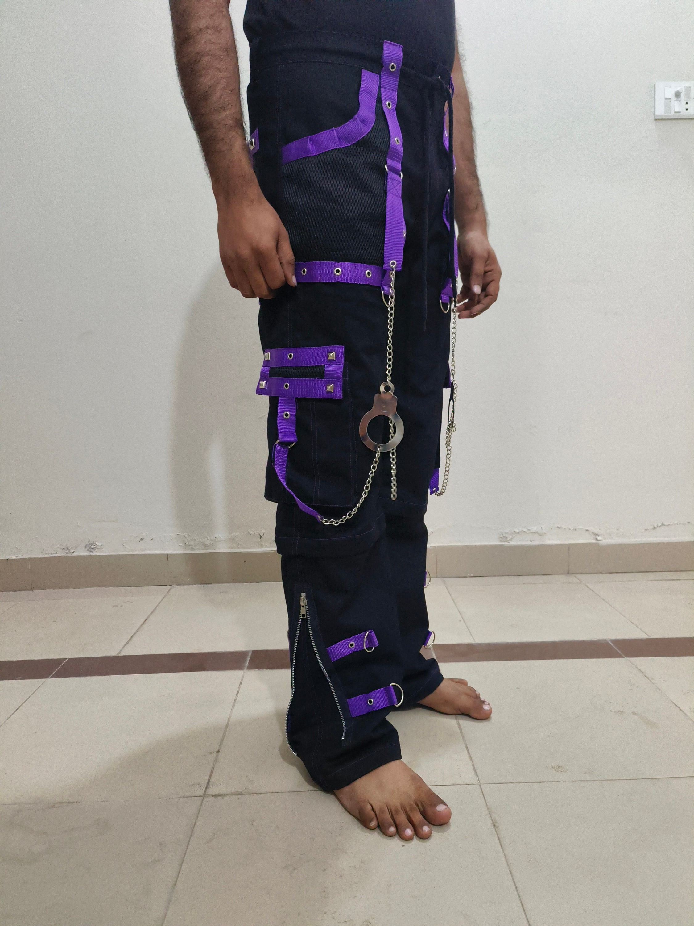 Y2K Gothic Cargo Baggy Pants, Cargo Punk Pants With Buckle and Straps ...