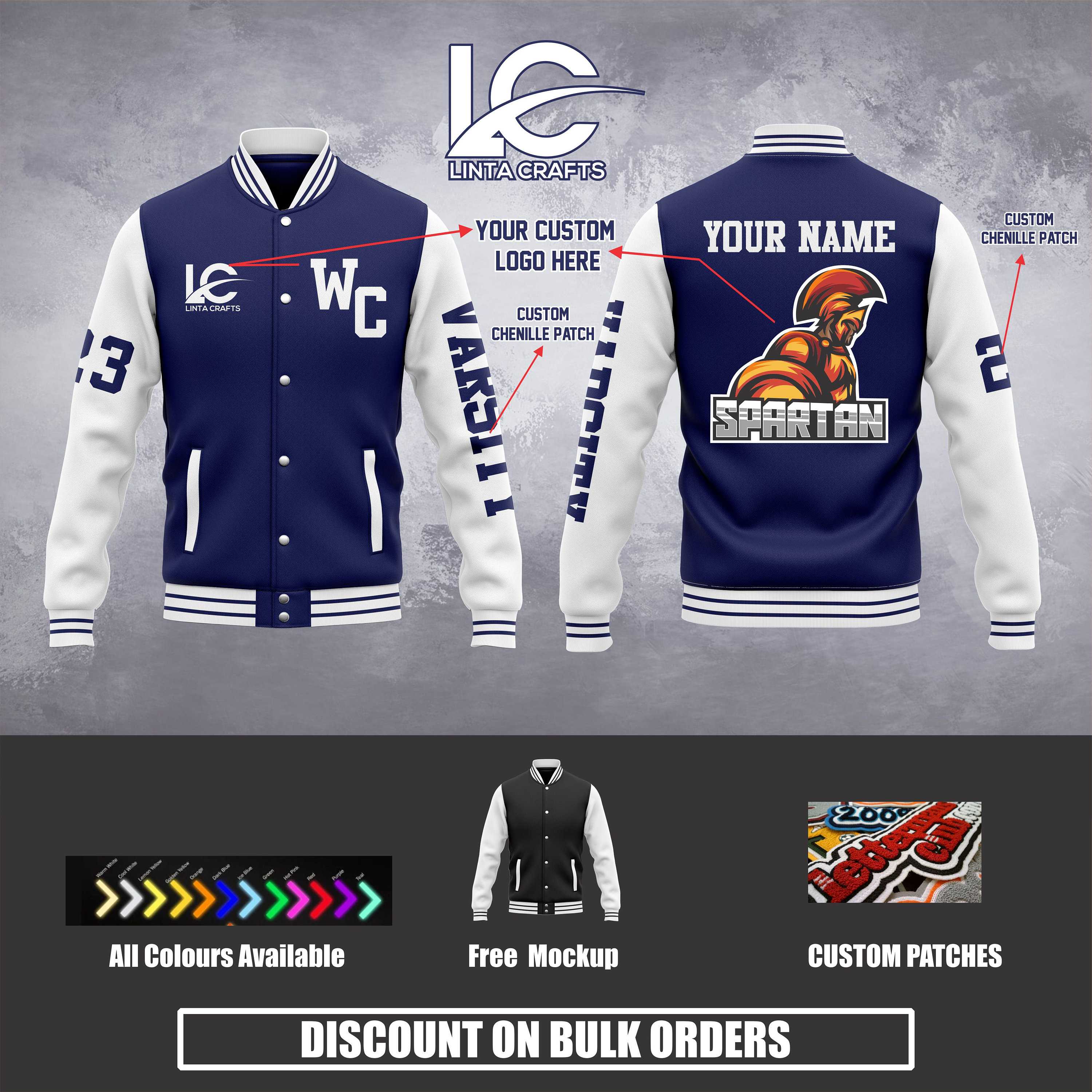 Custom Varsity Jacket Custom Logo Name, Premium Classic Snap Button ...