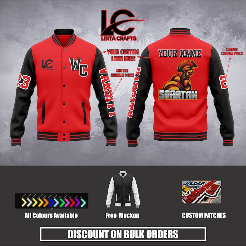 Custom Varsity Jacket Custom Logo Name, Premium Classic Snap Button ...
