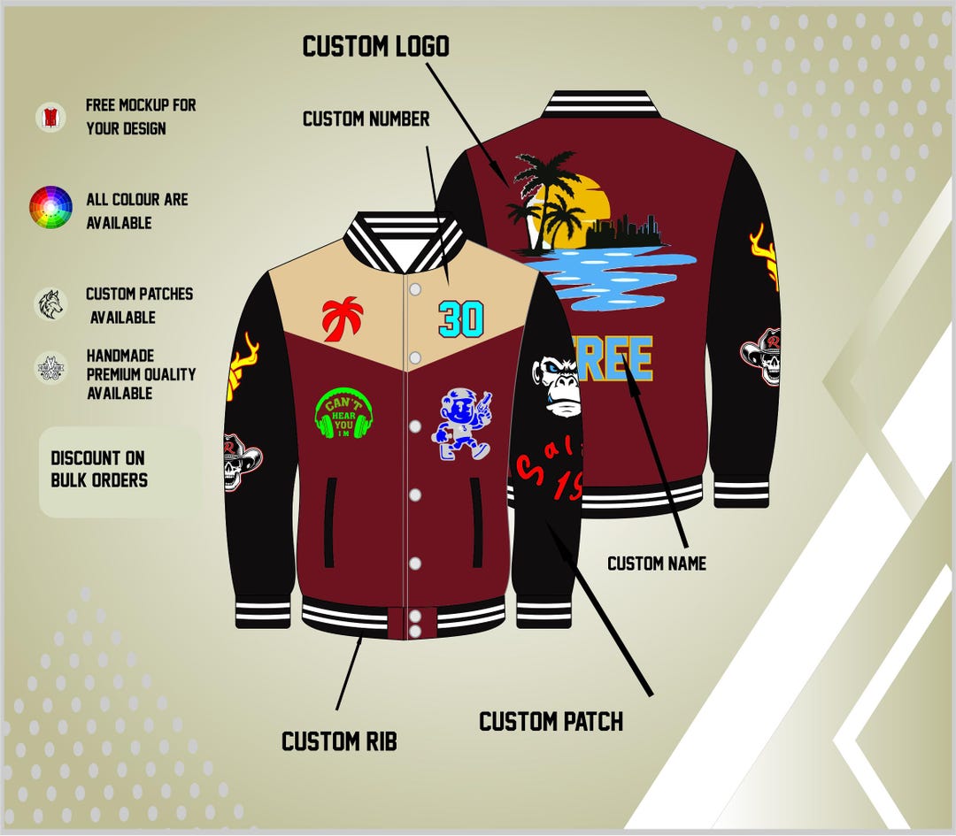 Custom Chenille Varsity Jacket, Athletic Varsity Patchwork Jacket ...