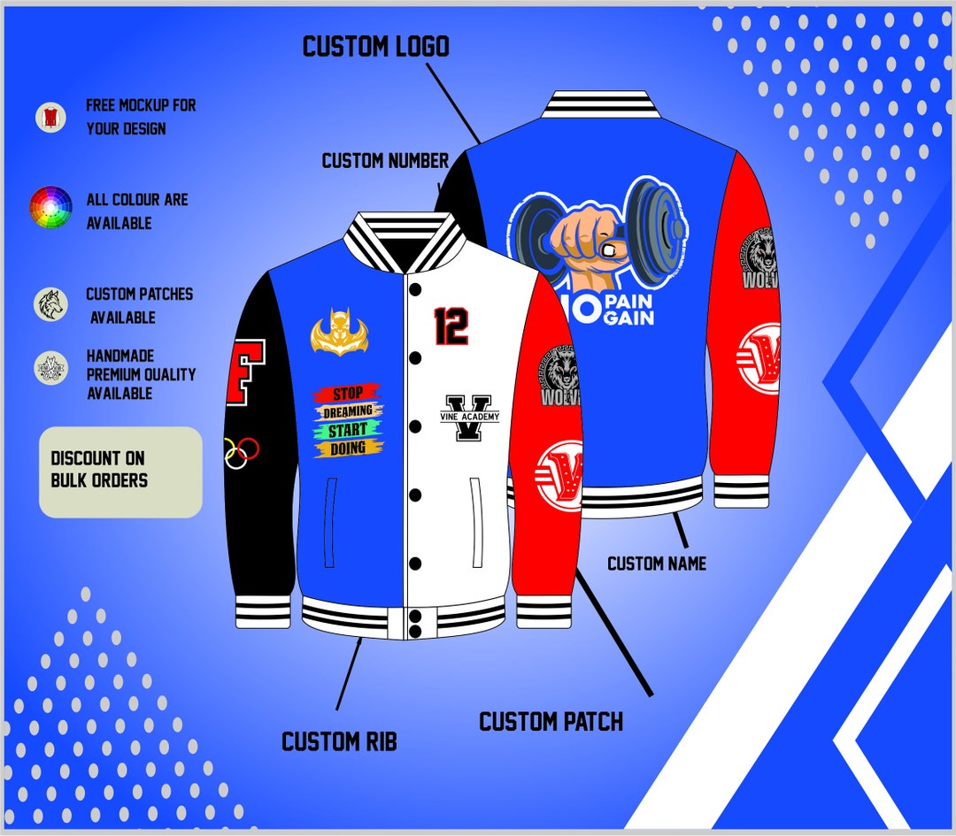 Monogram Chenille Patchwork Jacket, Letterman Custom Varsity Jacket ...