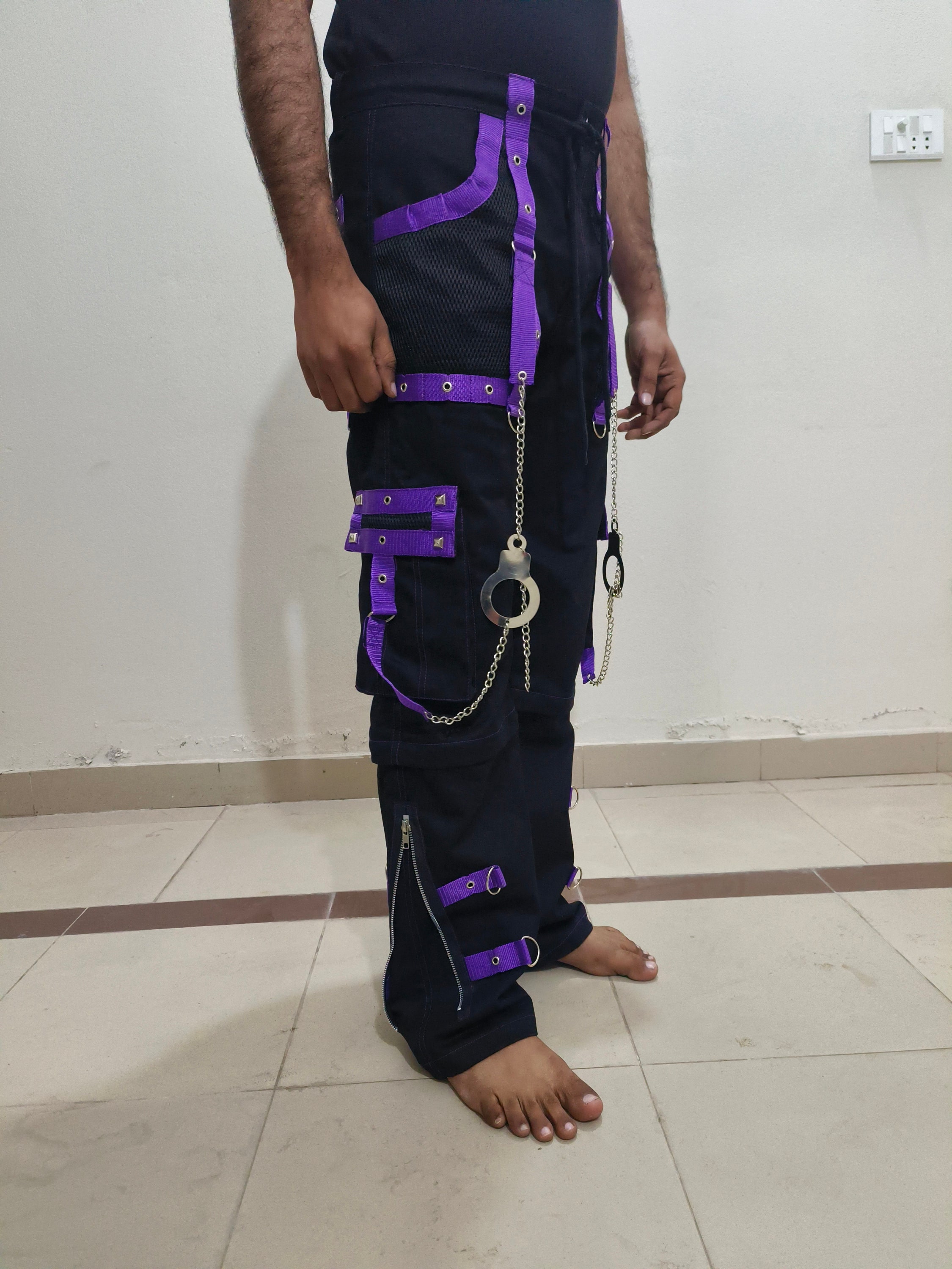 Y2K Gothic Cargo Baggy Pants, Cargo Punk Pants With Buckle and Straps ...