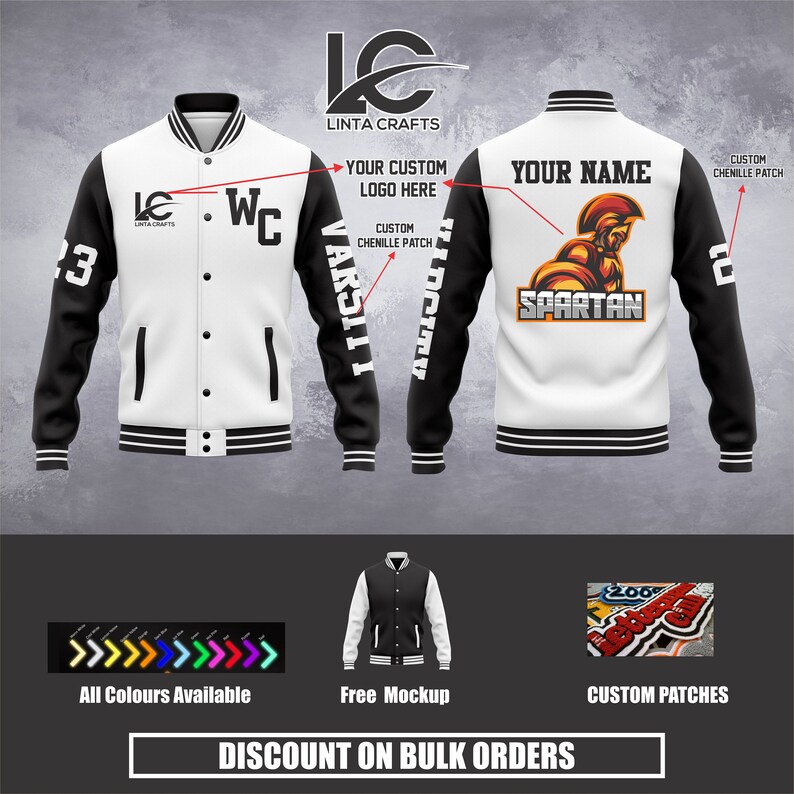 Custom Varsity Jacket Custom Logo Name, Premium Classic Snap Button ...