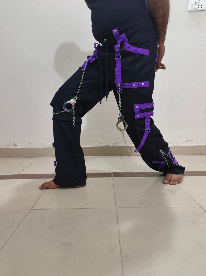 Y2K Gothic Cargo Baggy Pants, Cargo Punk Pants With Buckle and Straps ...